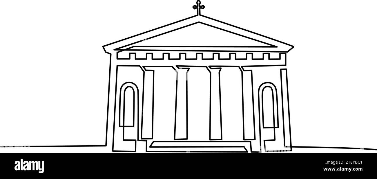 Catholic Church building. Continuous one line art drawing style Stock ...
