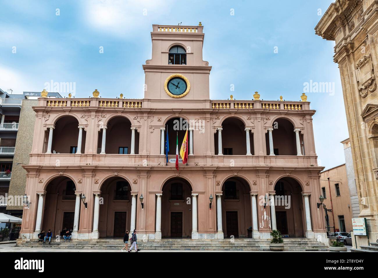 Marsala, Italy - May 10, 2023: Facade of the Palazzo VII Aprile ...