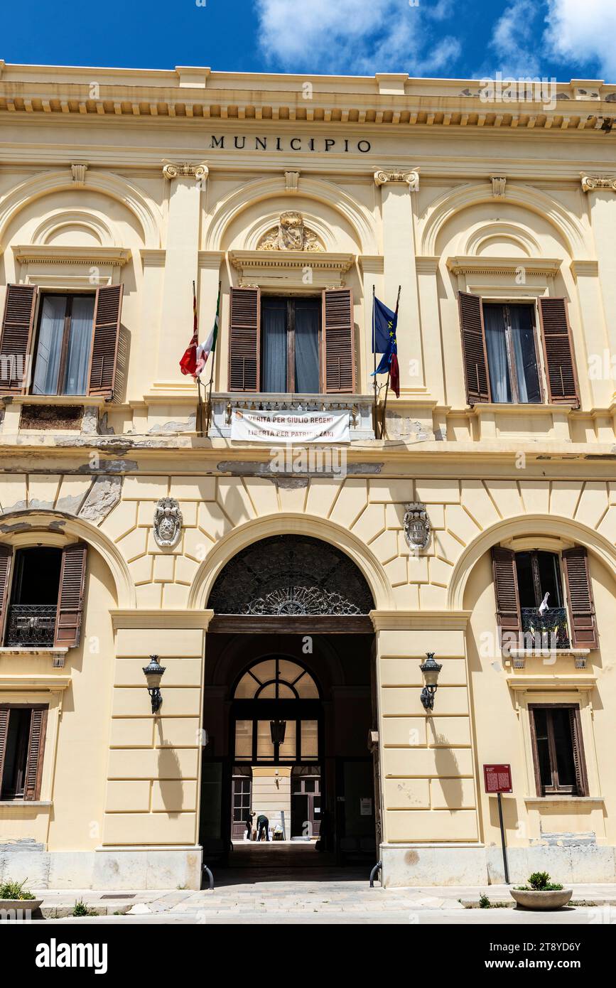 Marsala, Italy - May 11, 2023: Facade of the Ali palace in the old town ...