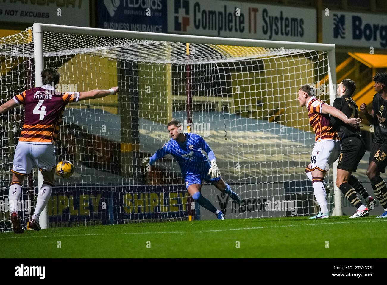 BRADFORD, UK. 21 November 2023. EFL TROPHY: Bradford City AFC v ...