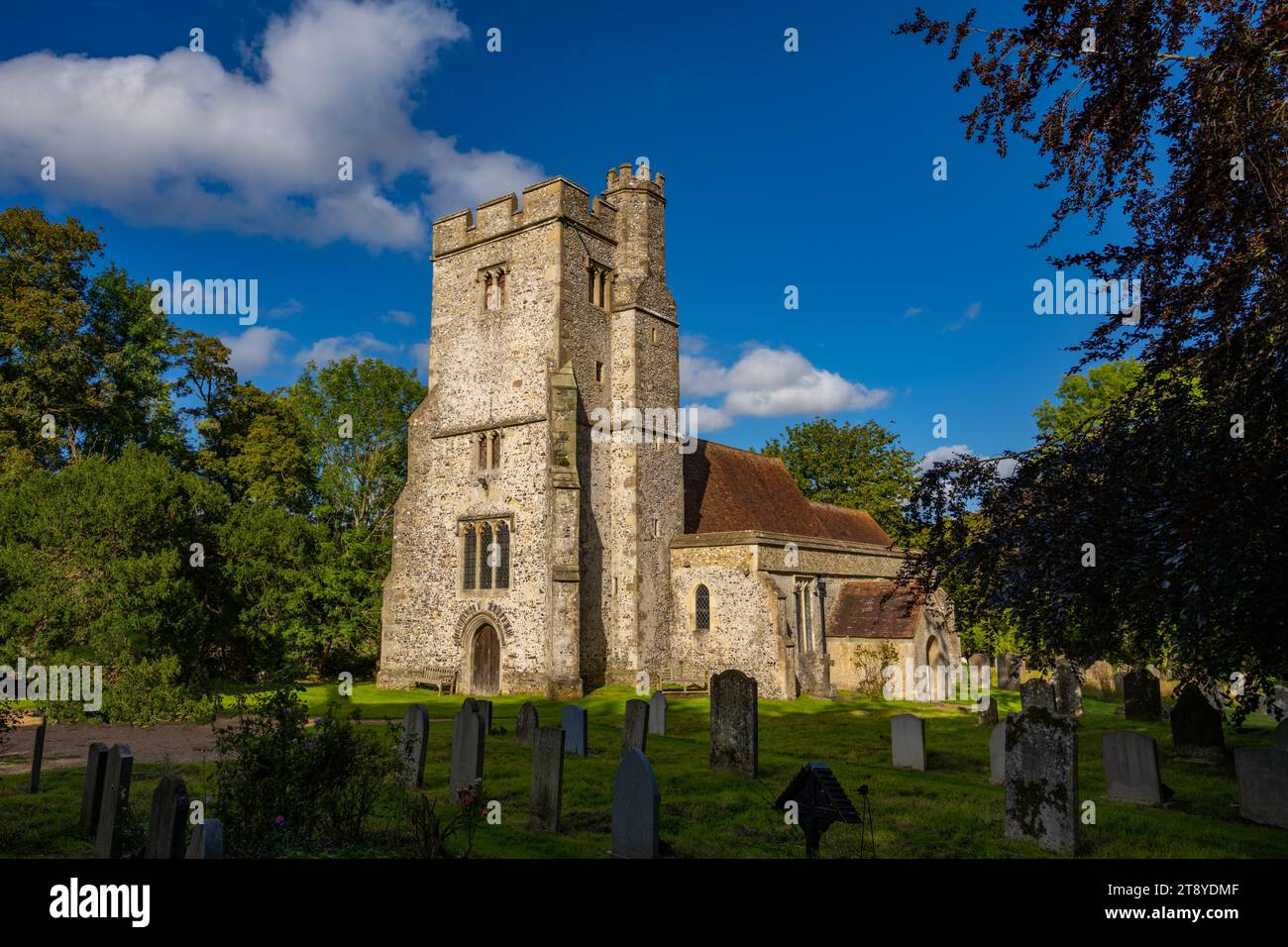 The church of St Cosmas & St Damian's Church, Challock Stock Photo - Alamy
