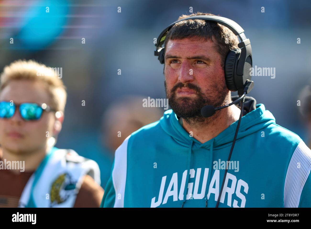 Jacksonville Jaguars offensive line coach Phil Rauscher walks the ...