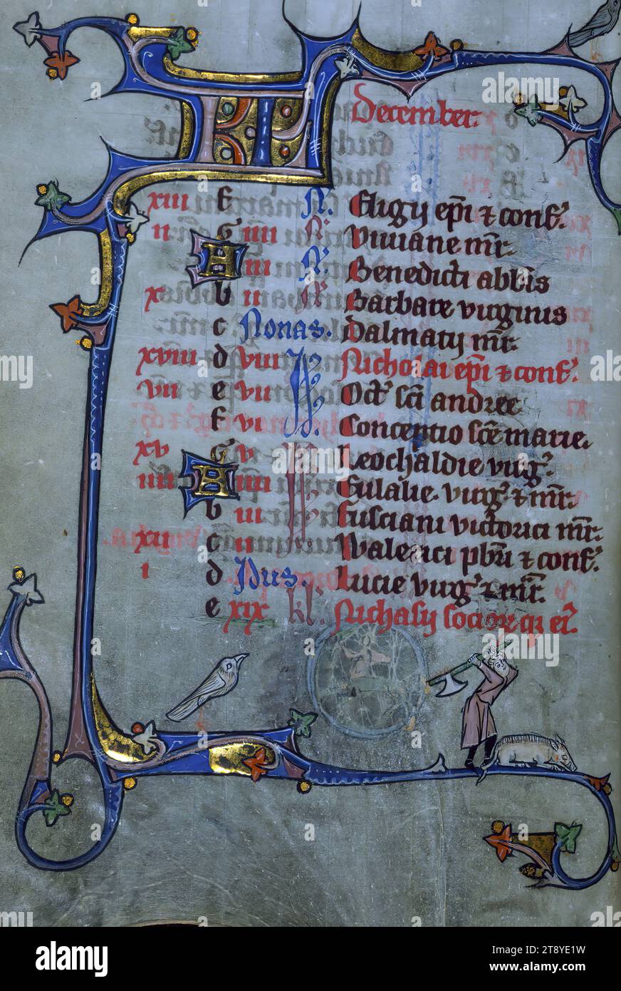 Book of Hours, Labors of the Months; Slaughter, Calendar: December ...