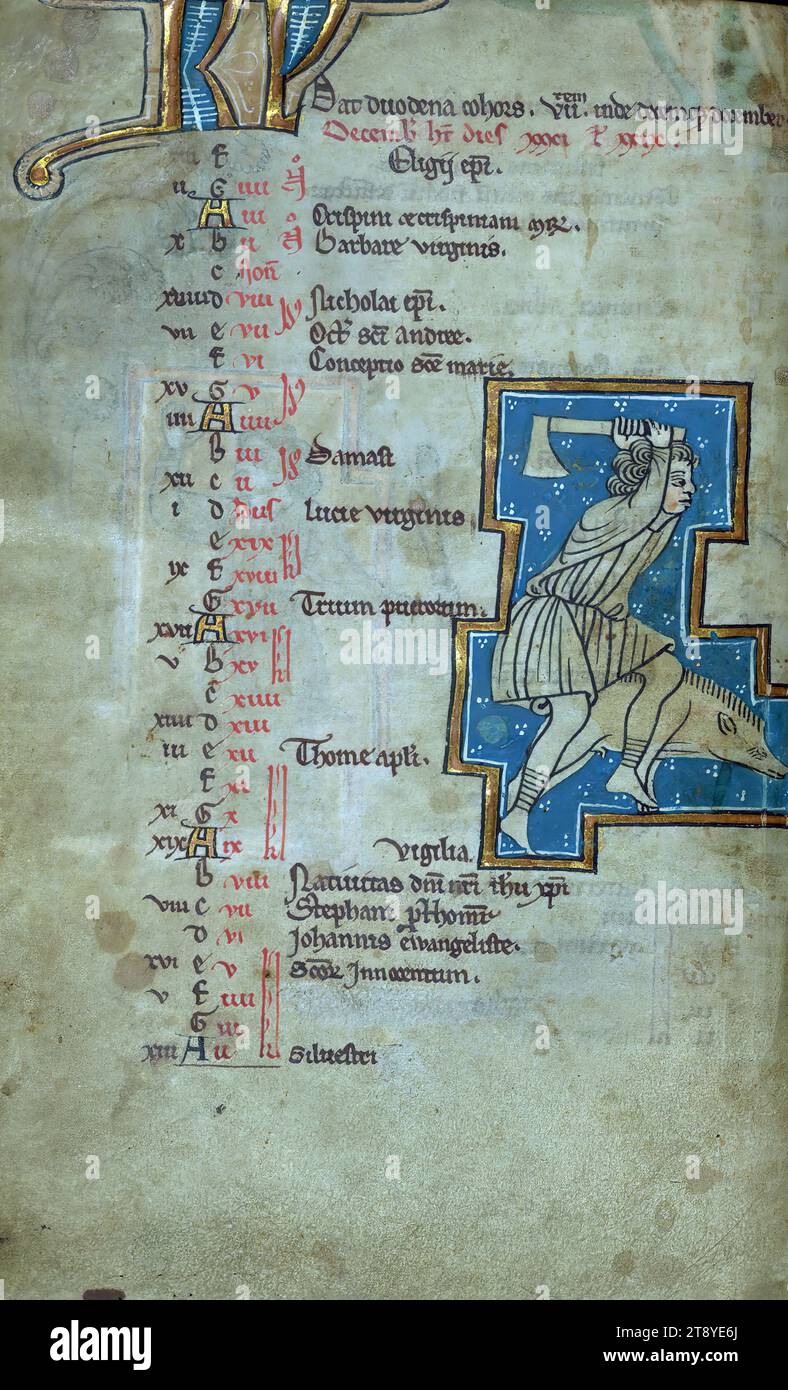 Touke Psalter, Man butchering a pig, This thirteenth-century Psalter ...