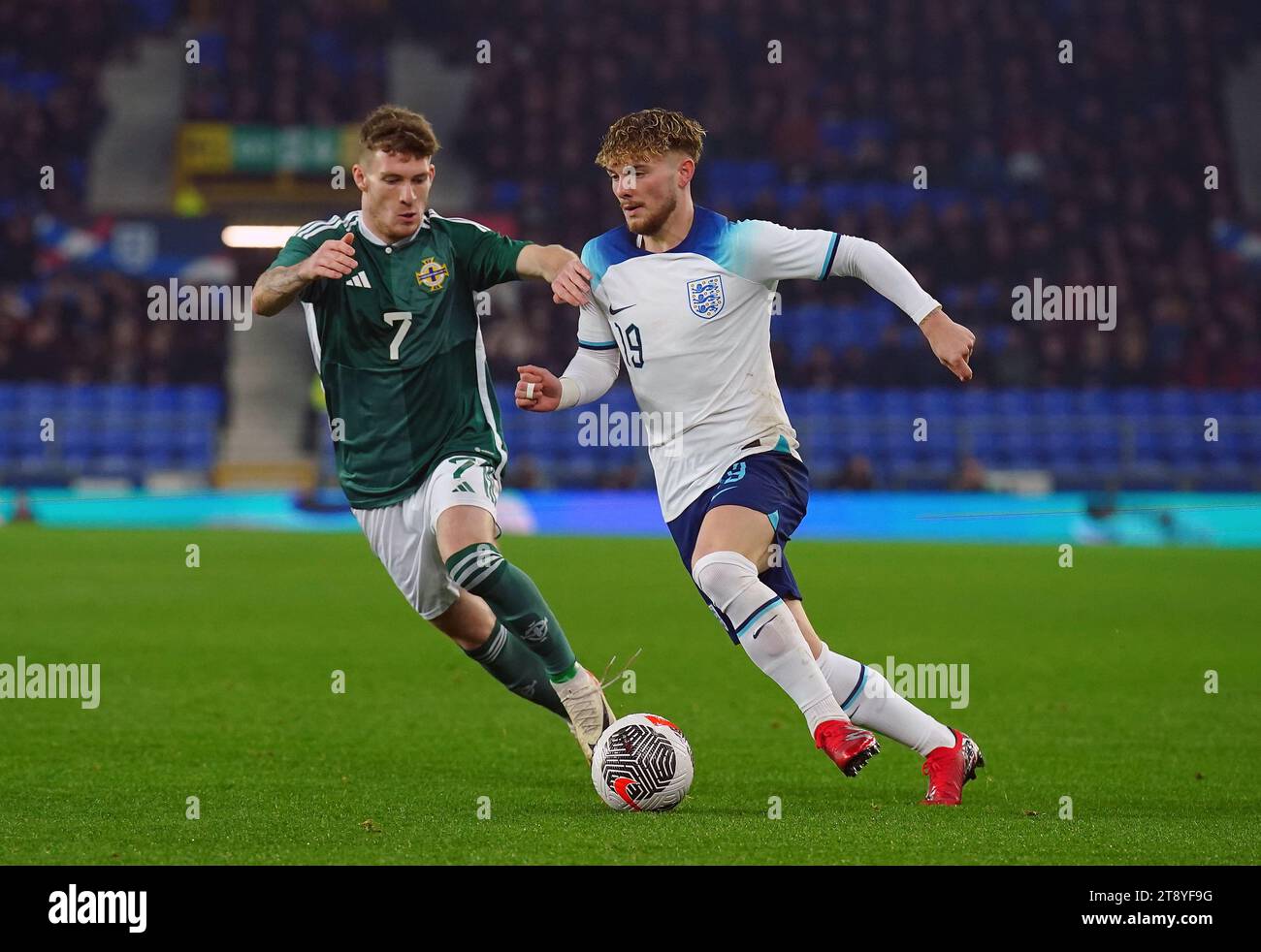 England's Harvey Elliott and Northern Ireland’s Charlie Allen battle ...
