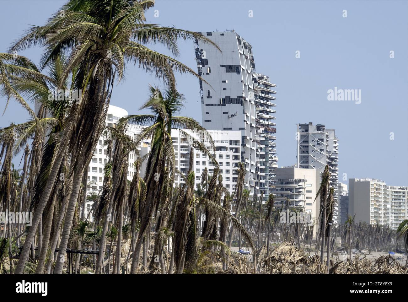 Damaged buildings in Acapulco, Mexico after Category 5 Hurricane Otis ...