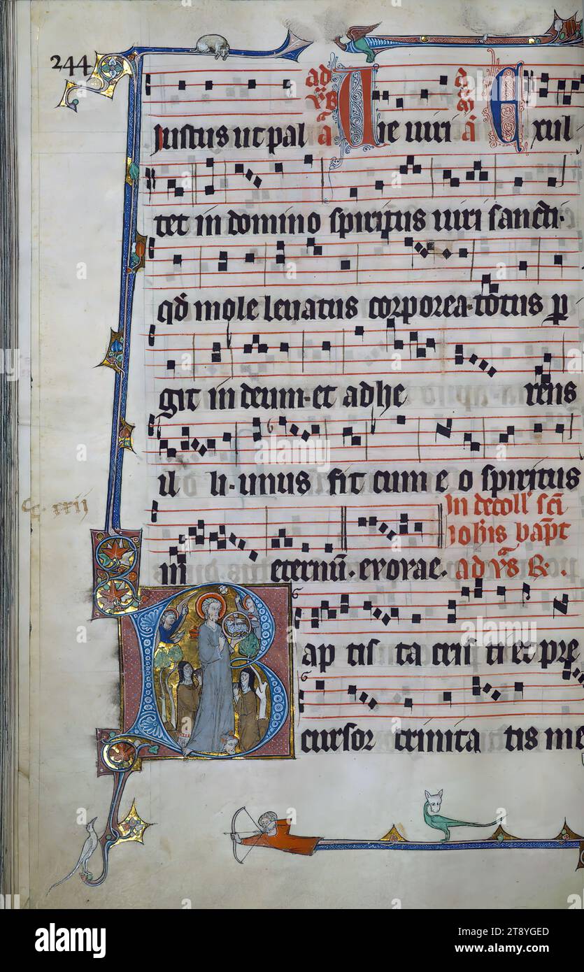 Beaupre Antiphonary, Vol. 2, St. John the Baptist, Historiated initial ...