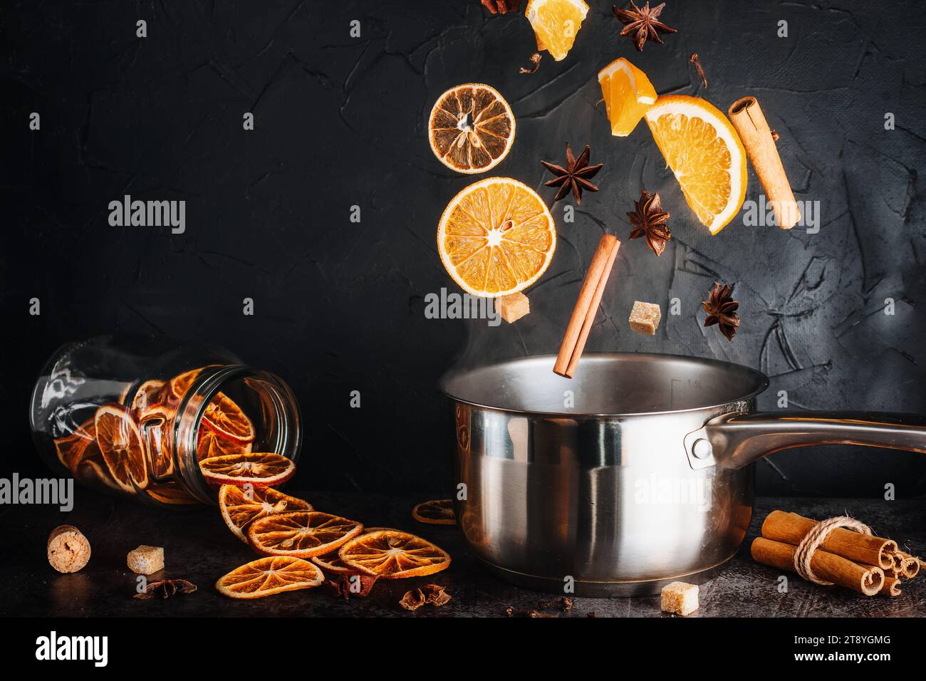 Making mulled wine, the main drink at Christmas markets. Falling ...