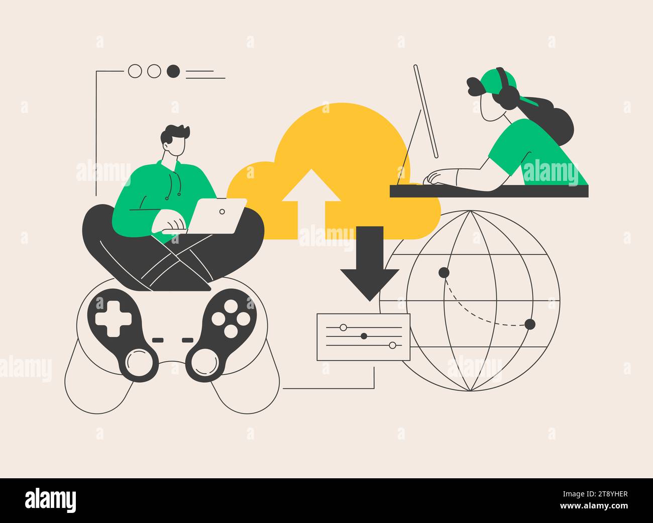 Cloud gaming abstract concept vector illustration Stock Vector Image ...