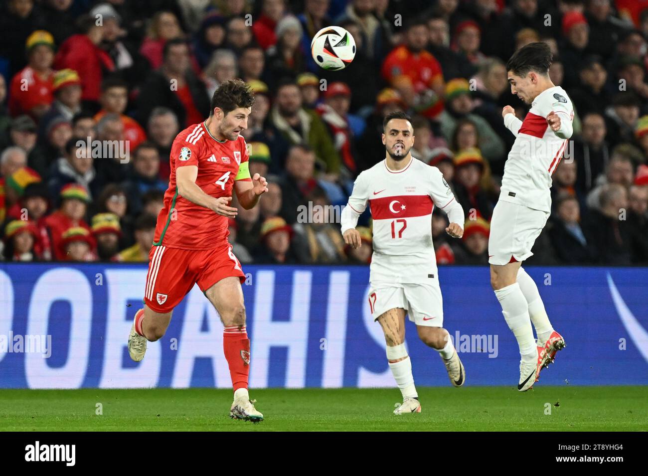 Ben Davies of Wales heads the ball during the UEFA Euro Group D ...
