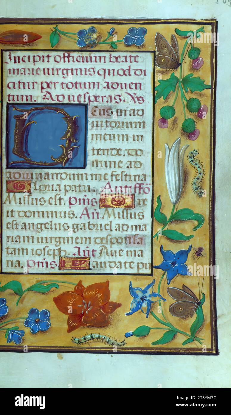 Book of Hours, Decorated Initial, This pocket-size Book of Hours, ca ...