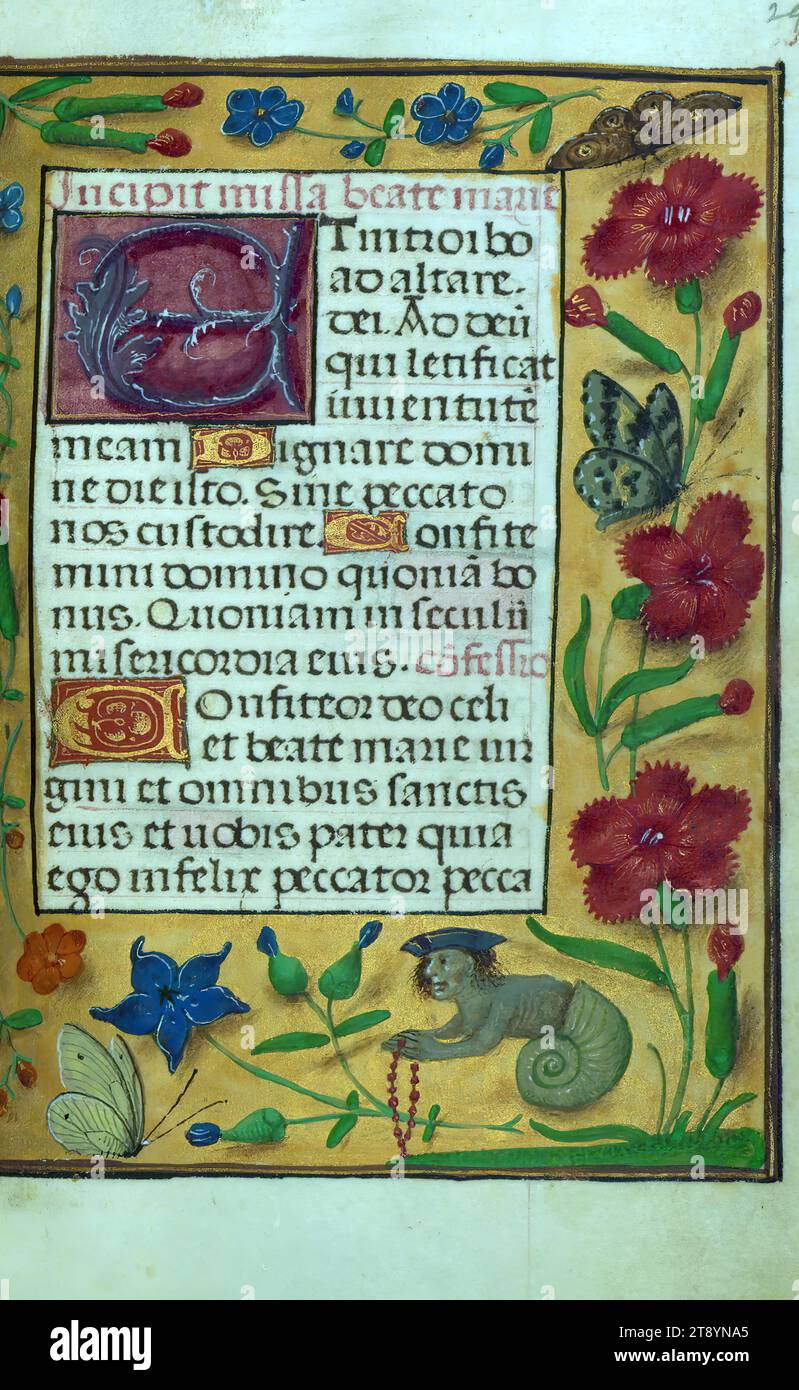 Book of Hours, Decorated Initial, This pocket-size Book of Hours, ca ...