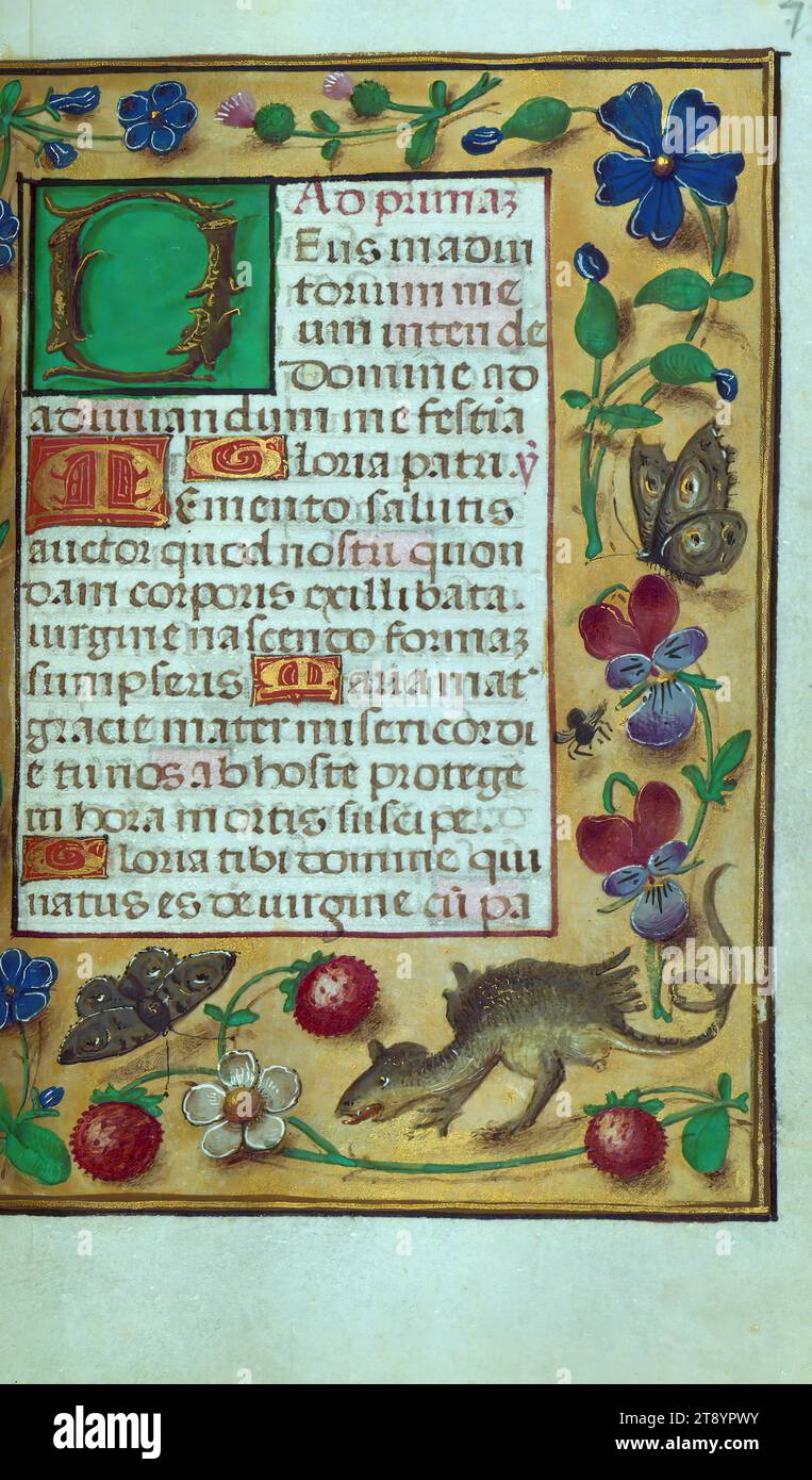 Book of Hours, Decorated Initial, This pocket-size Book of Hours, ca ...