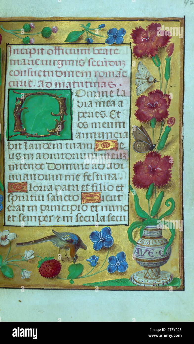 Book of Hours, Decorated Initial, This pocket-size Book of Hours, ca ...
