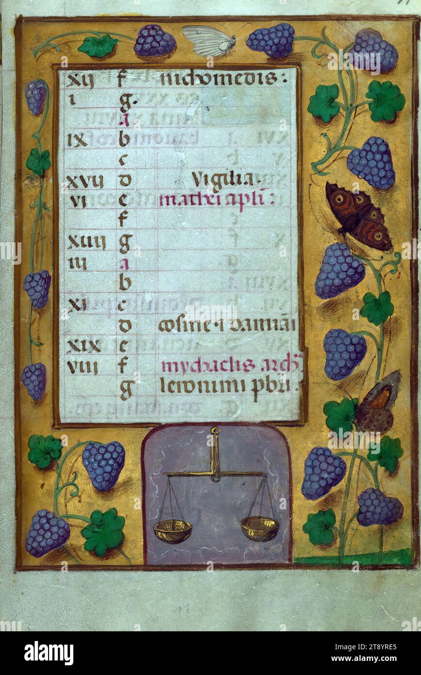 Book of Hours, Libra, This manuscript was created ca. 1500 in Bruges or ...