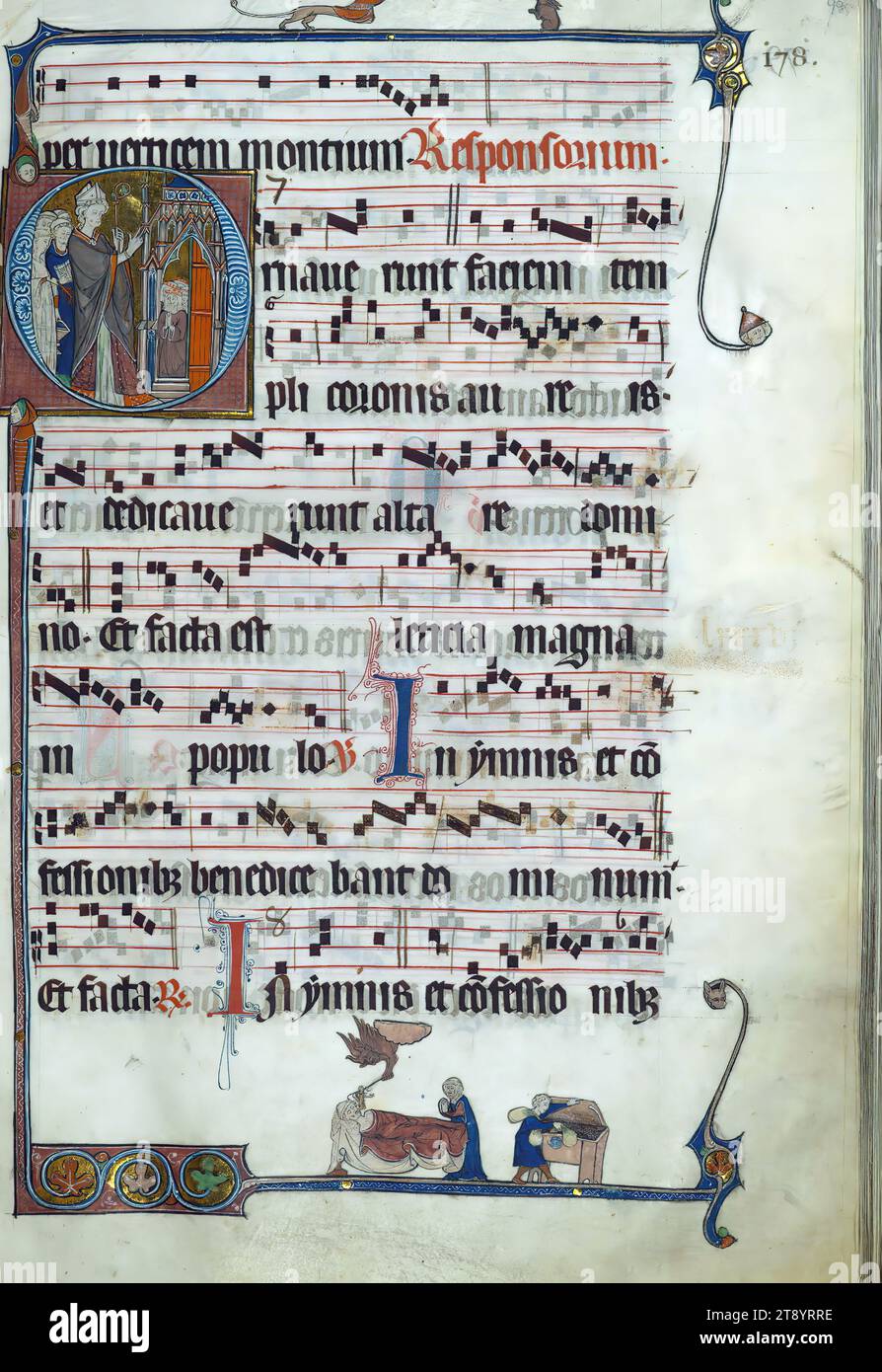 Beaupre Antiphonary, Vol. 1, Initial 'O' with Dedication of Church of ...