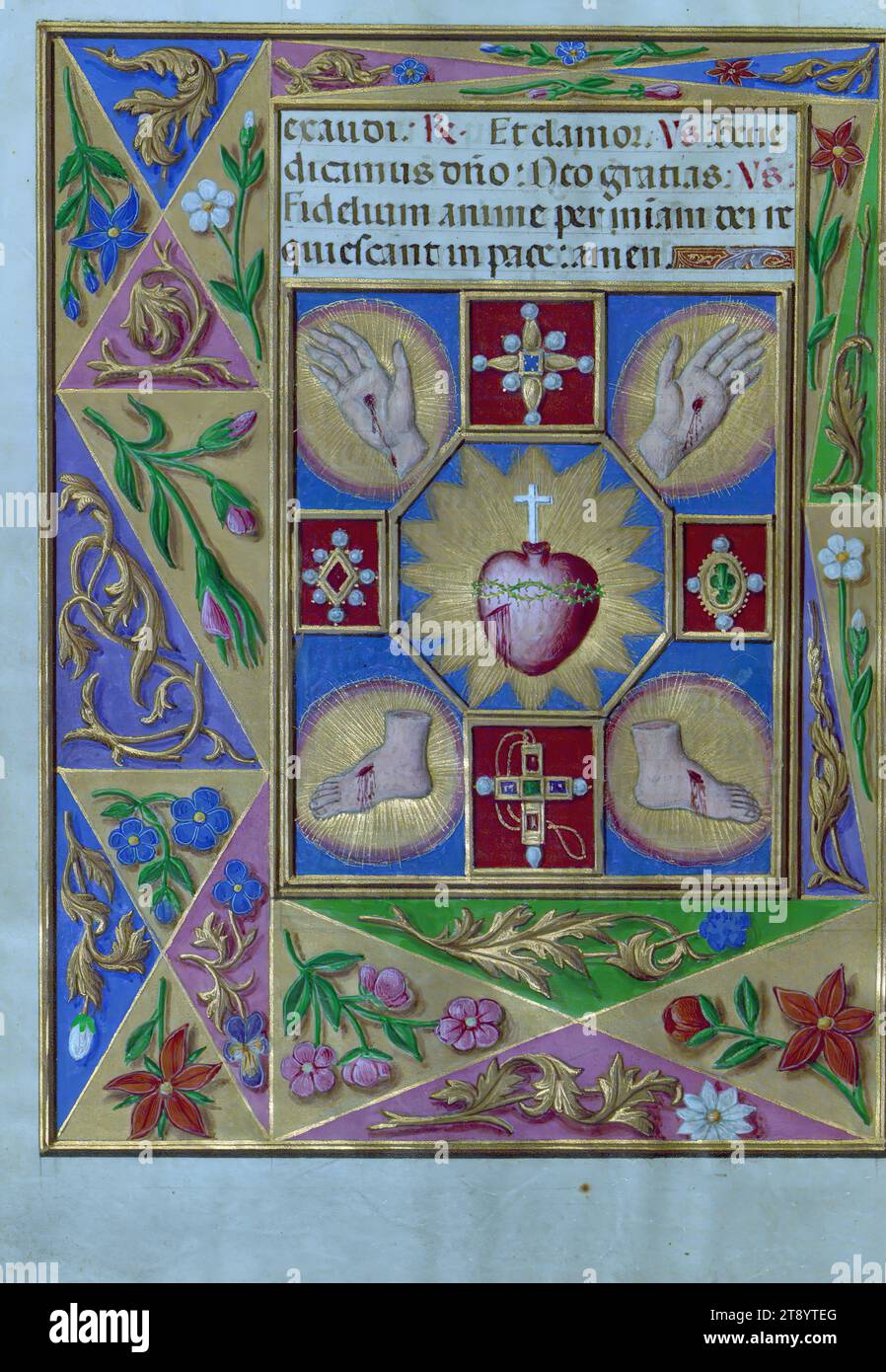 Book of Hours (Medieval text, Modern illuminations), Five wounds of ...