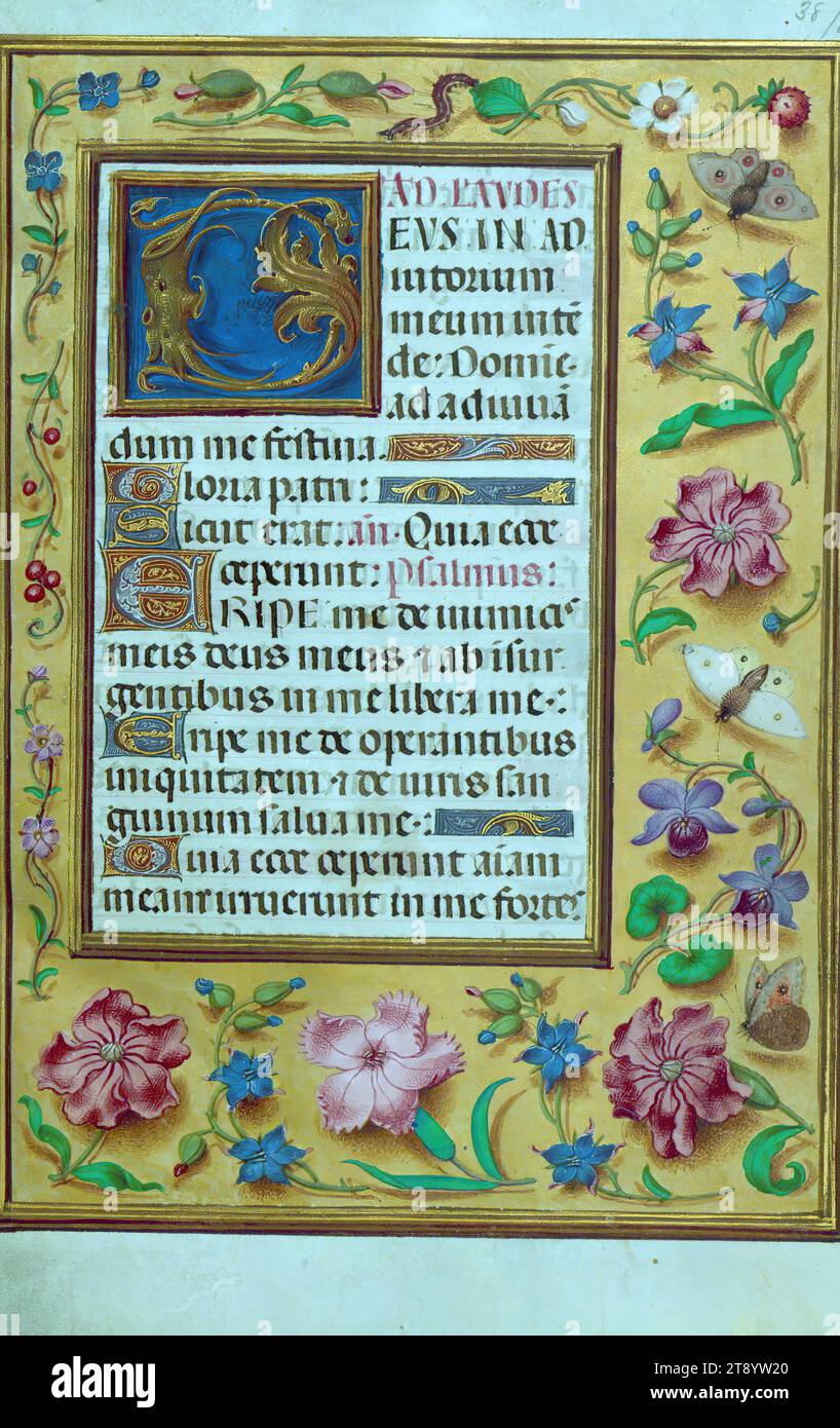 Book of Hours (Medieval text, Modern illuminations), Initial ...