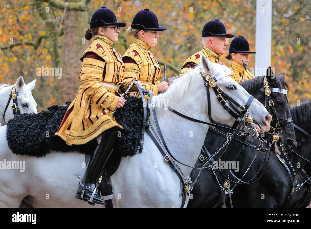 London, UK. 21st Nov, 2023. The mounted band of the Household Cavalry ...