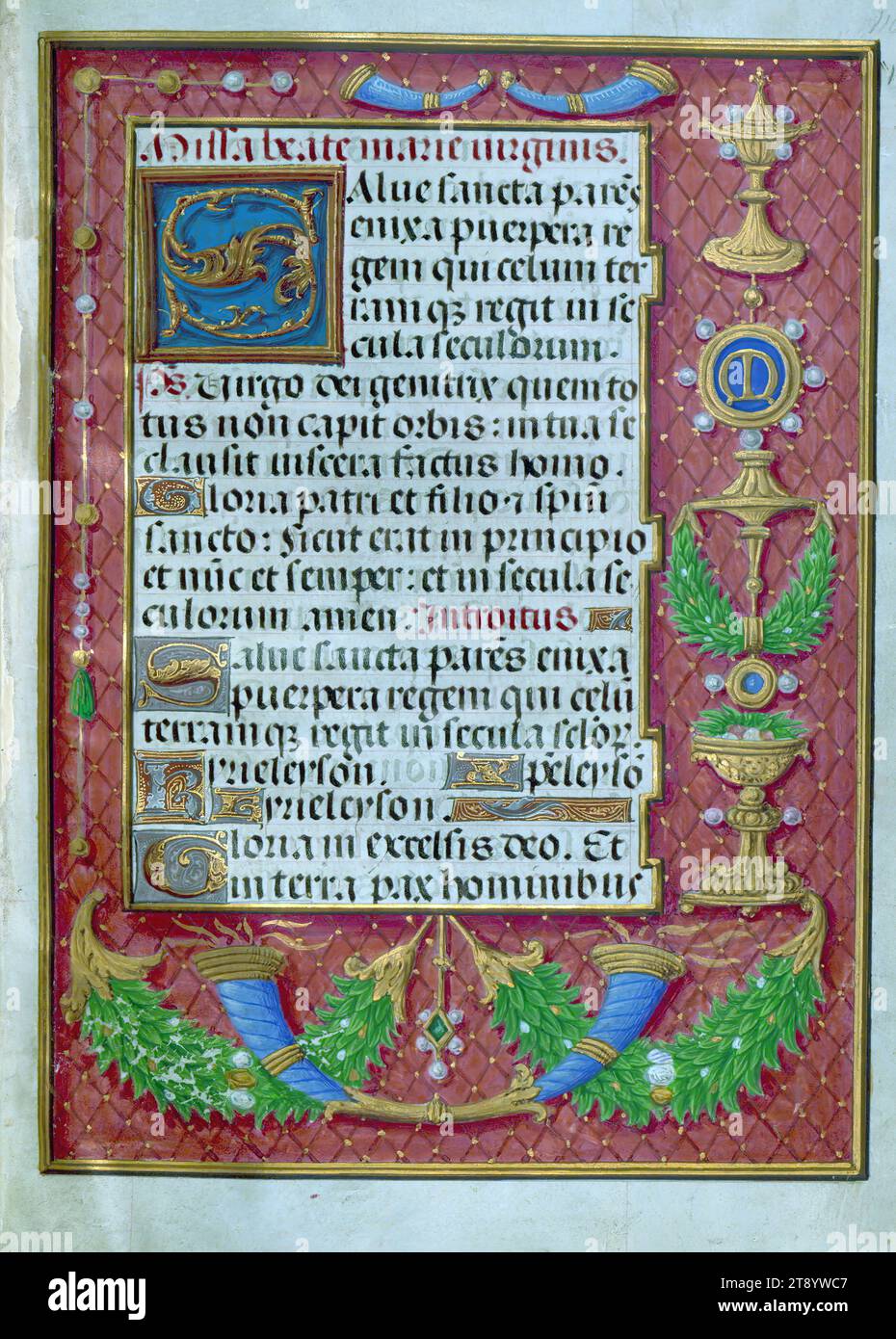 Book of Hours (Medieval text, Modern illuminations), Initial ...
