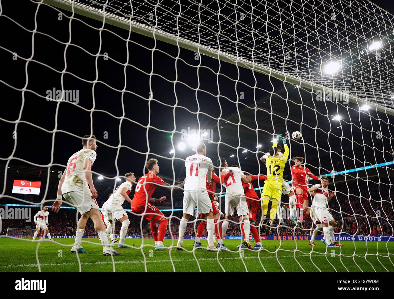 Turkey goalkeeper Altay Bayindir punches the ball clear during the UEFA ...