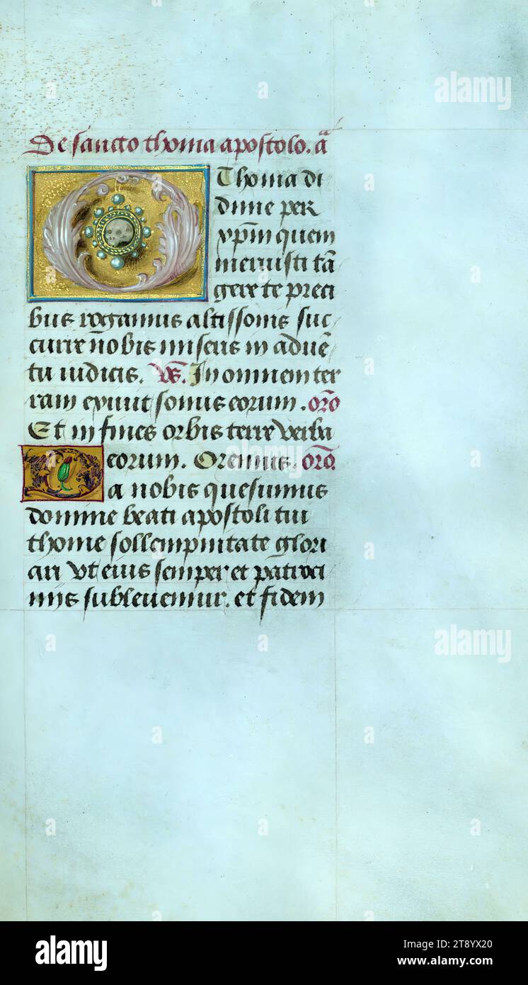 Book of Hours, Initial 'O' with skull in suspended gold medallion, This ...