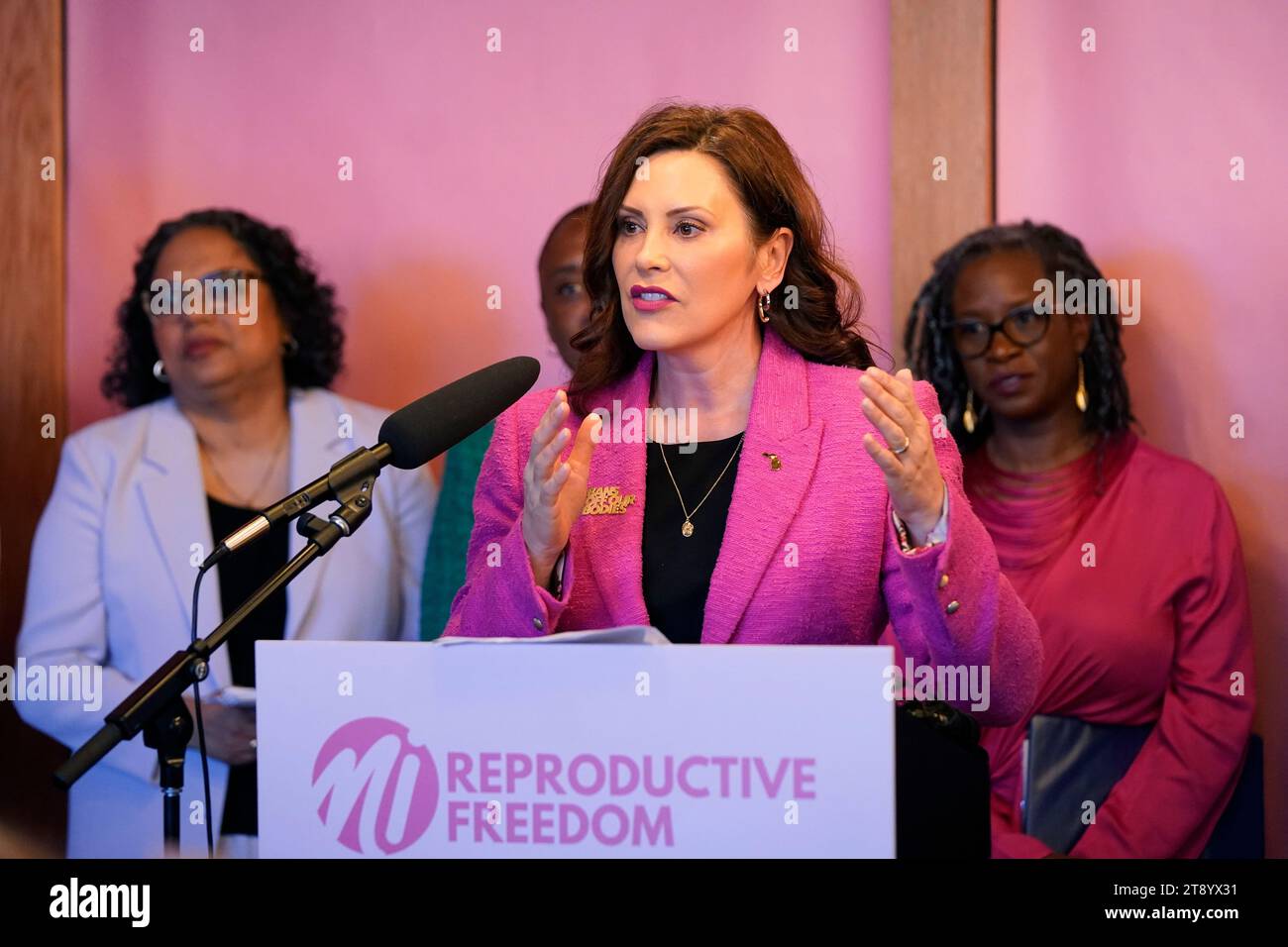 FILE - Michigan Gov. Gretchen Whitmer addresses supporters before ...