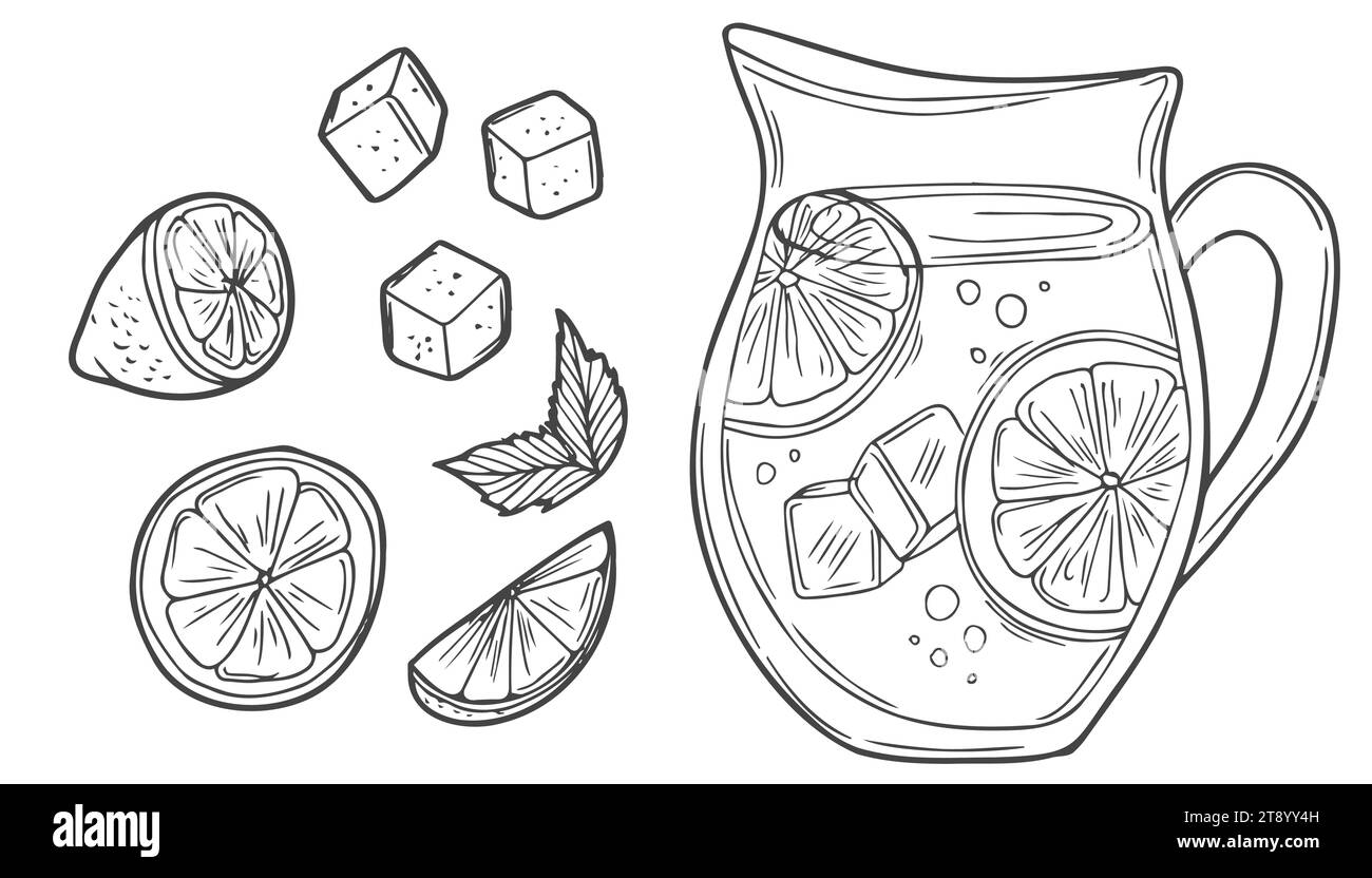 Flat healthy food elements Black and White Stock Photos & Images - Alamy