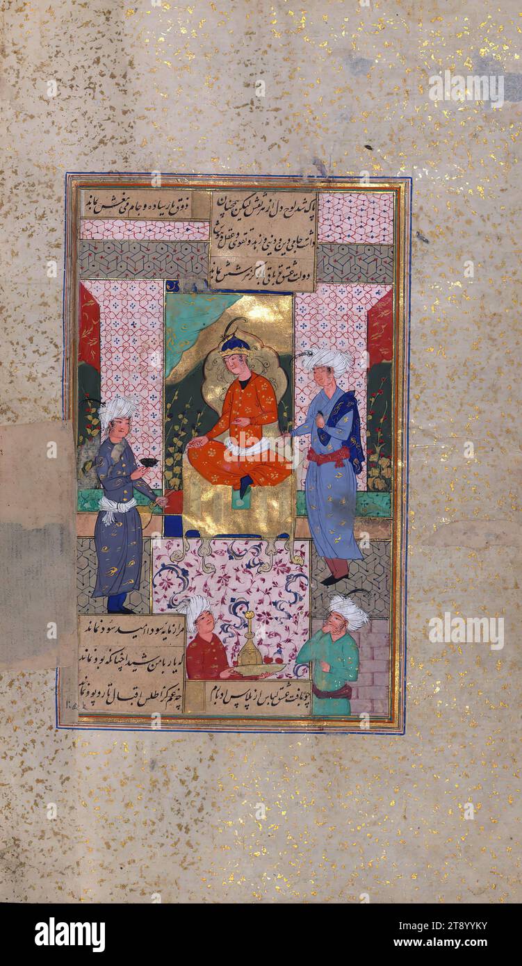 Illuminated Manuscript,Collection of poems (divan), A court scene with ...