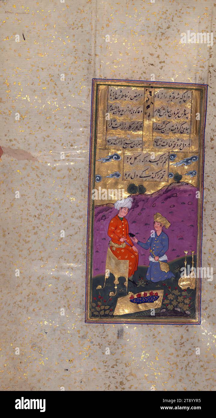 Illuminated Manuscript,Collection of poems (divan), A landscape scene ...