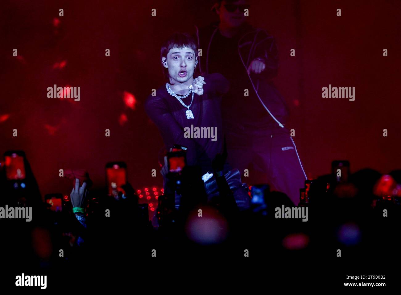 The singer Peso Pluma during a performance at the Wizink Center, on ...