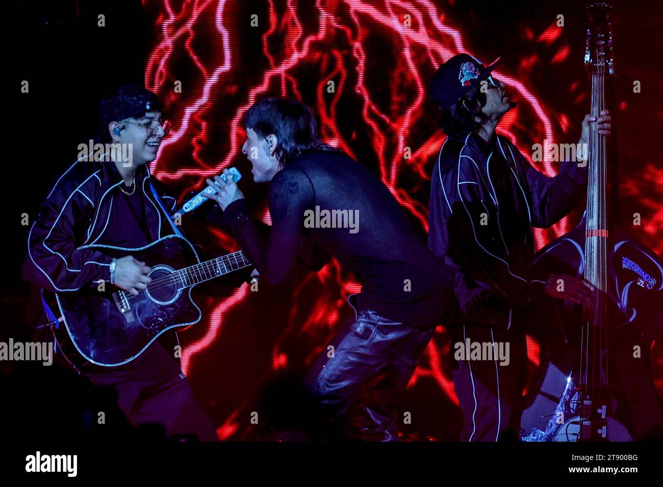 The singer Peso Pluma during a performance at the Wizink Center, on ...