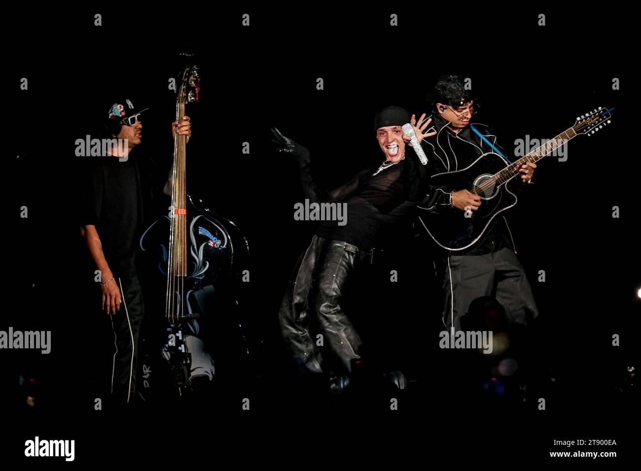 The singer Peso Pluma during a performance at the Wizink Center, on ...
