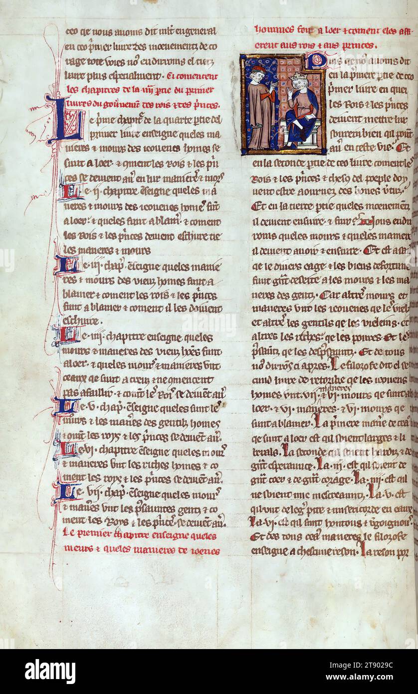 Les livres du gouvernement des roys et des princes, Seated prince ...
