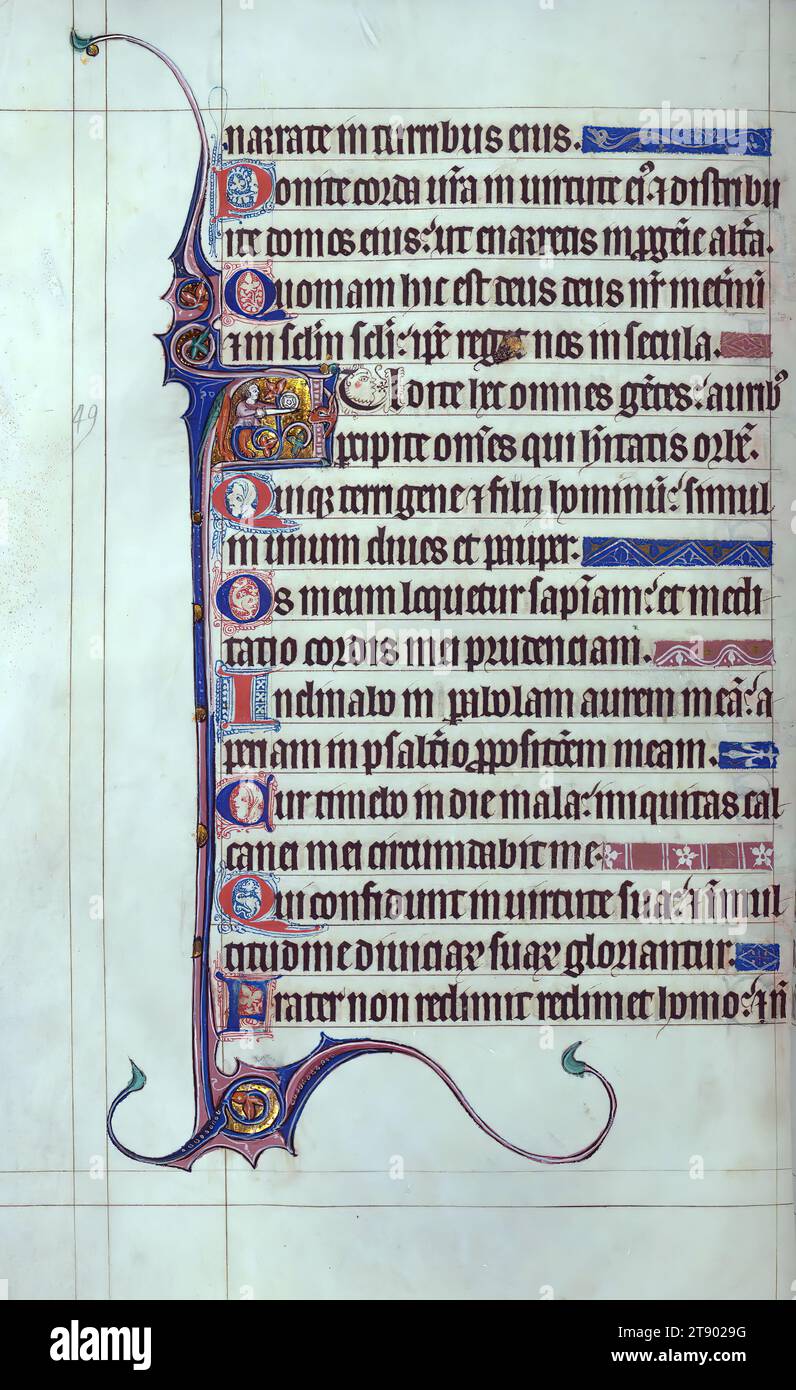 Psalter, Initial 'A' with hybrid figure wielding sword, This English ...
