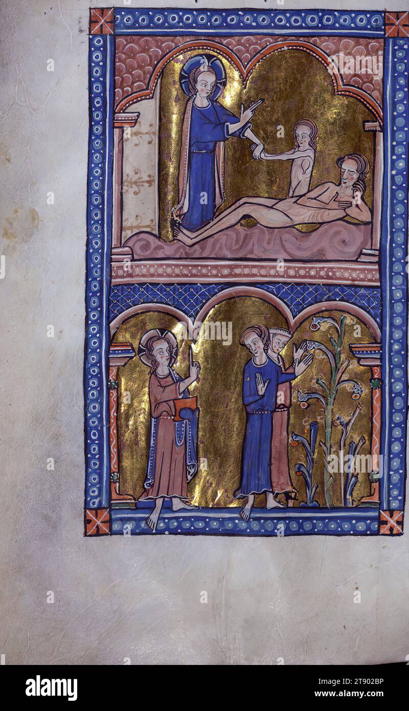 Carrow Psalter, Above: Creation of Eve; Below: God's admonition to Adam ...