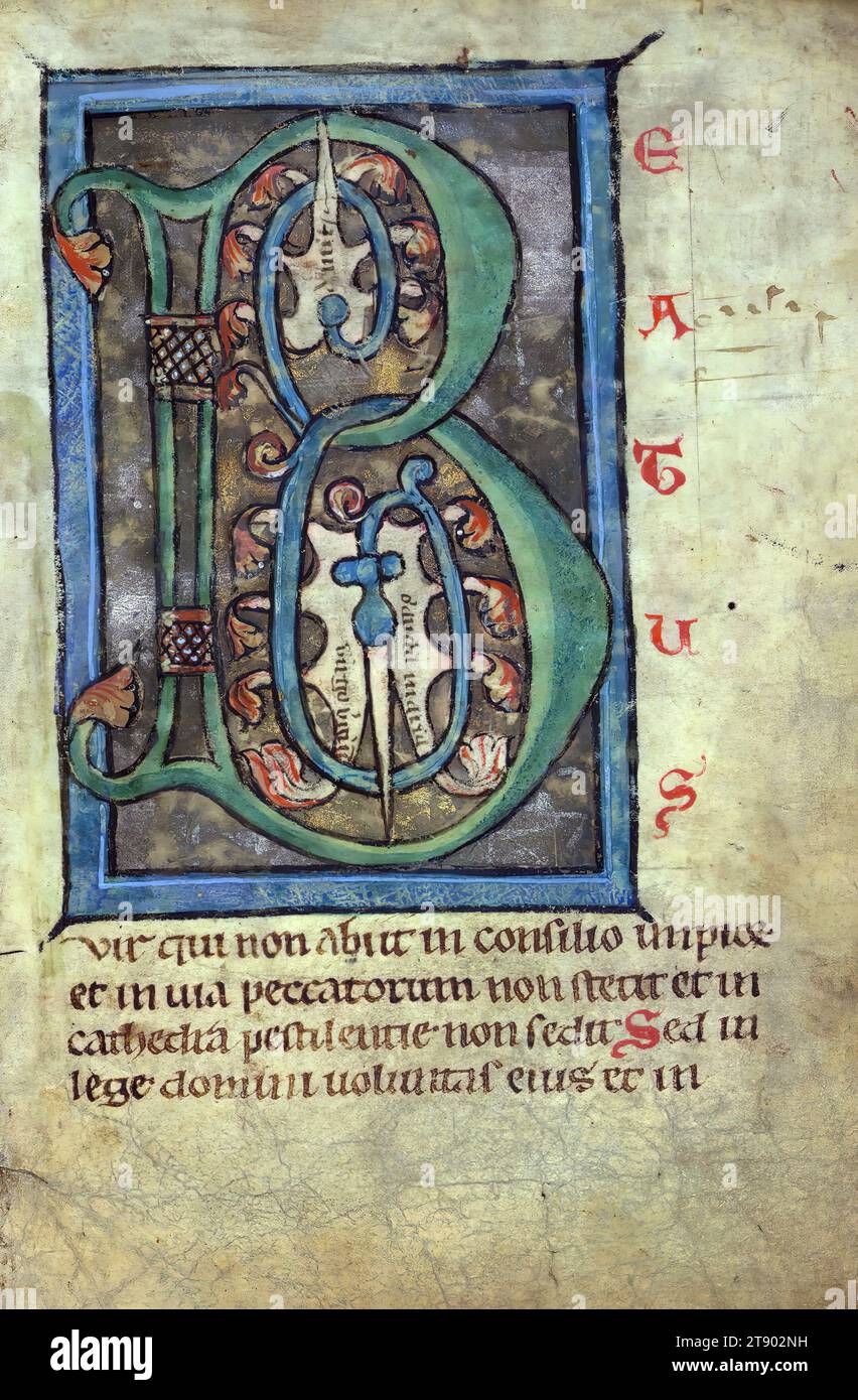 Psalter of St. Mary of Strasbourg, Foliate initial B (Beatus vir), This ...