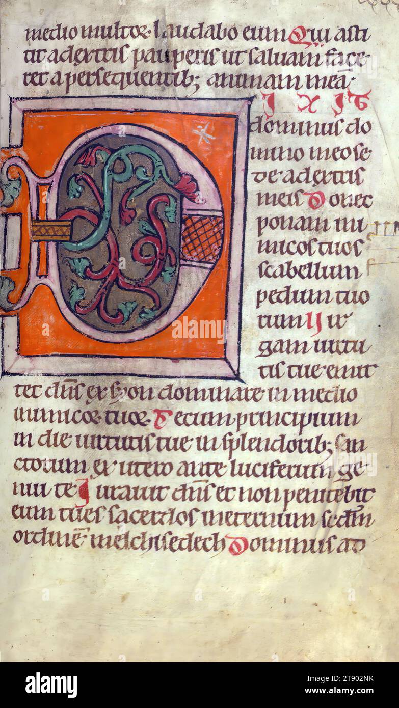 Psalter of St. Mary of Strasbourg, Foliate initial D (Dixit dominus ...