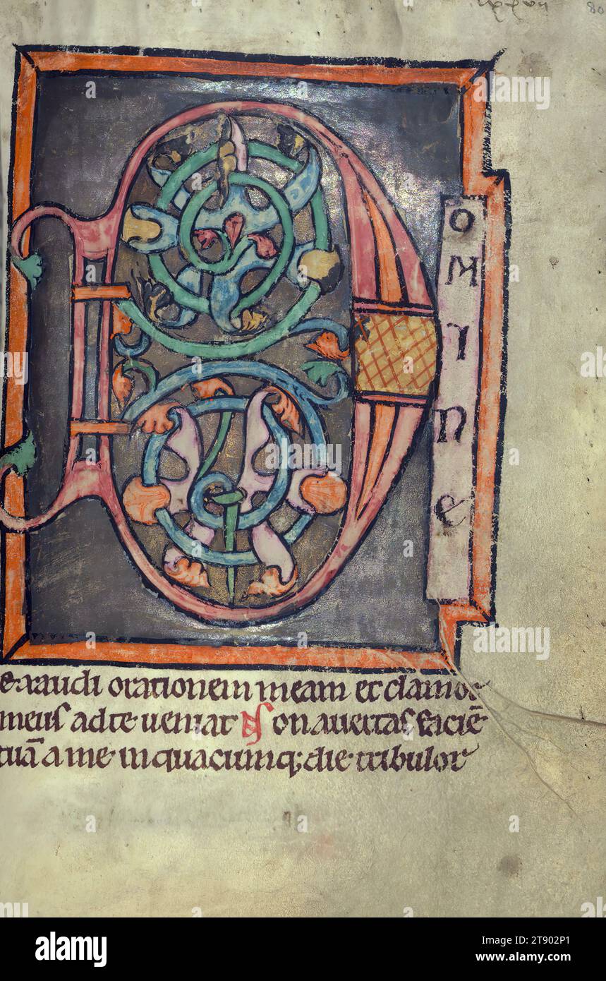 Psalter of St. Mary of Strasbourg, Foliate initial D for Domine exaudi ...