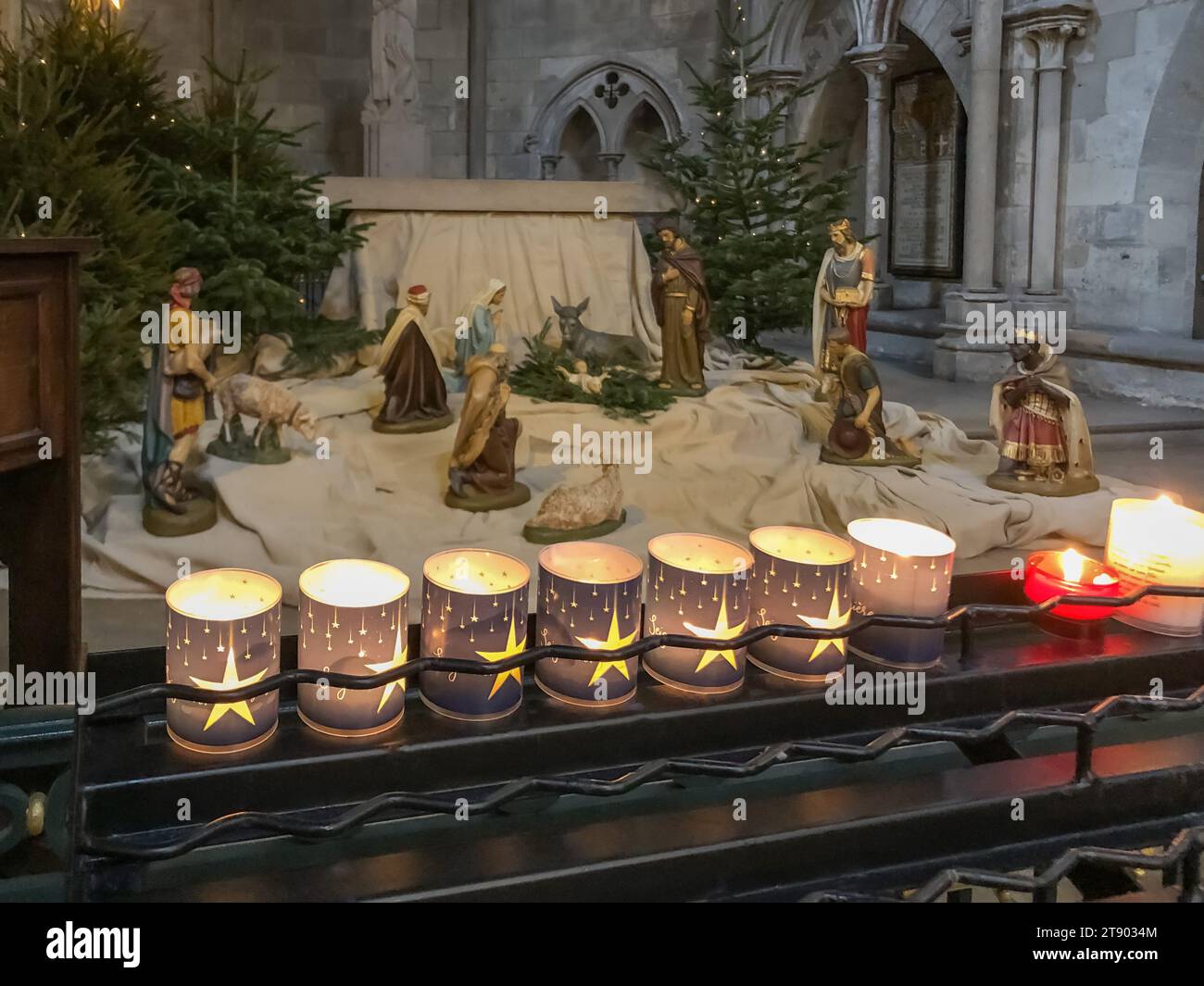 Christmas nativity scene with baby Jesus Creche Figurines Stock Photo ...