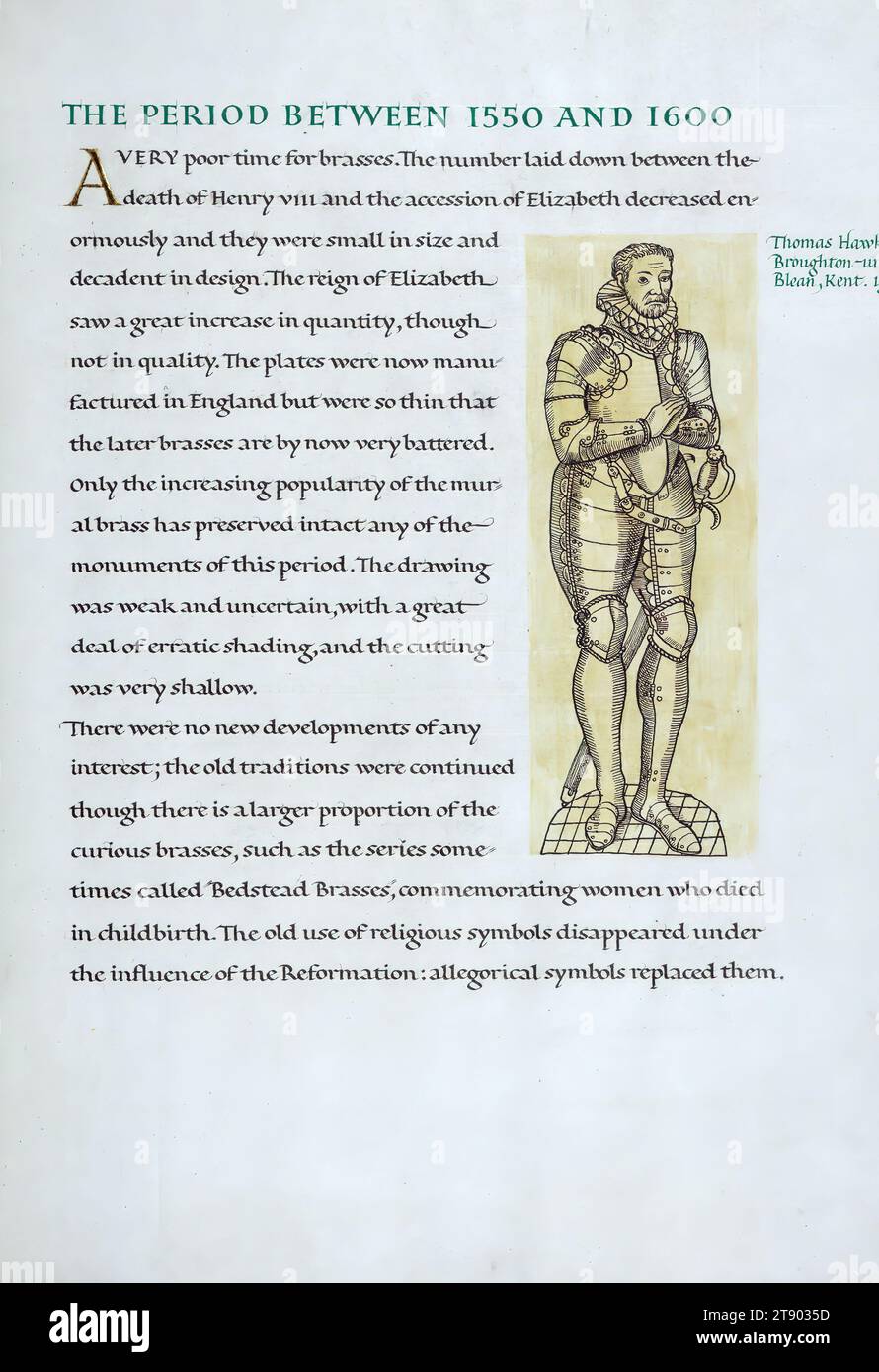English Brasses, Illustration of Thomas Hawkins, Broughton-under-Blean ...