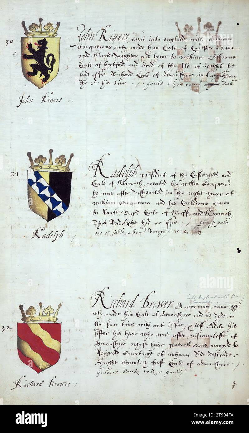 Book of English heraldry, Arms of John Riners, Radolph, and Richard ...