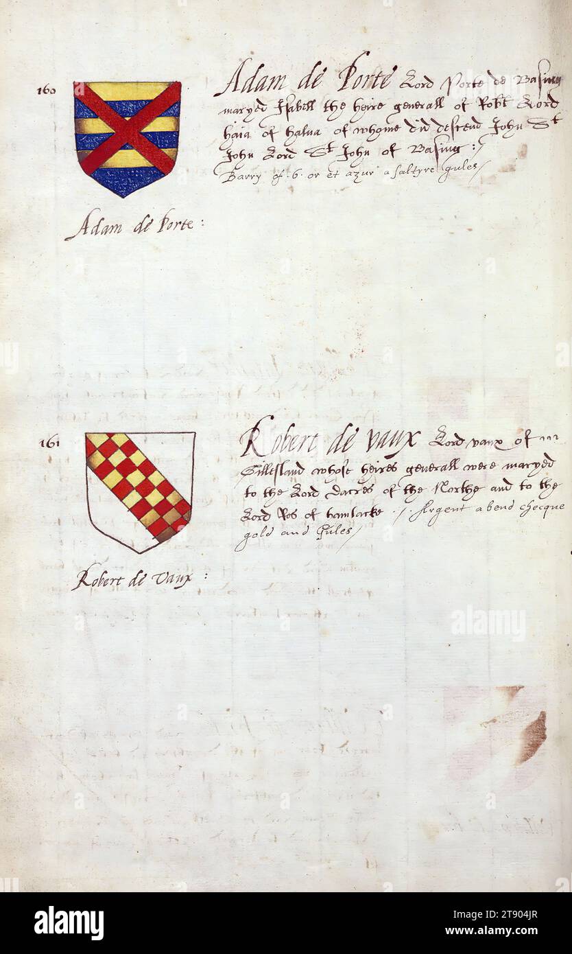 Book of English heraldry, Arms of Adam de Porte and Robert de Vaux ...
