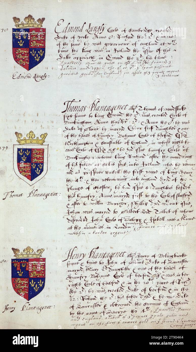 Book of English heraldry, Arms of Edward Langly, Thomas Plantagenet ...