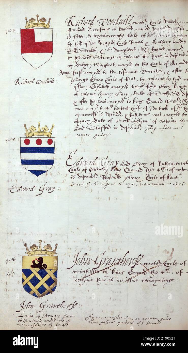Book of English heraldry, Richard Woodvile, Edward Gray, and John ...