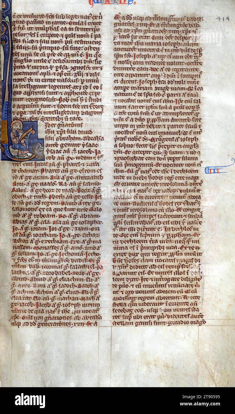 Bible, Matthew writing, This pocket-size Bible was created around the ...