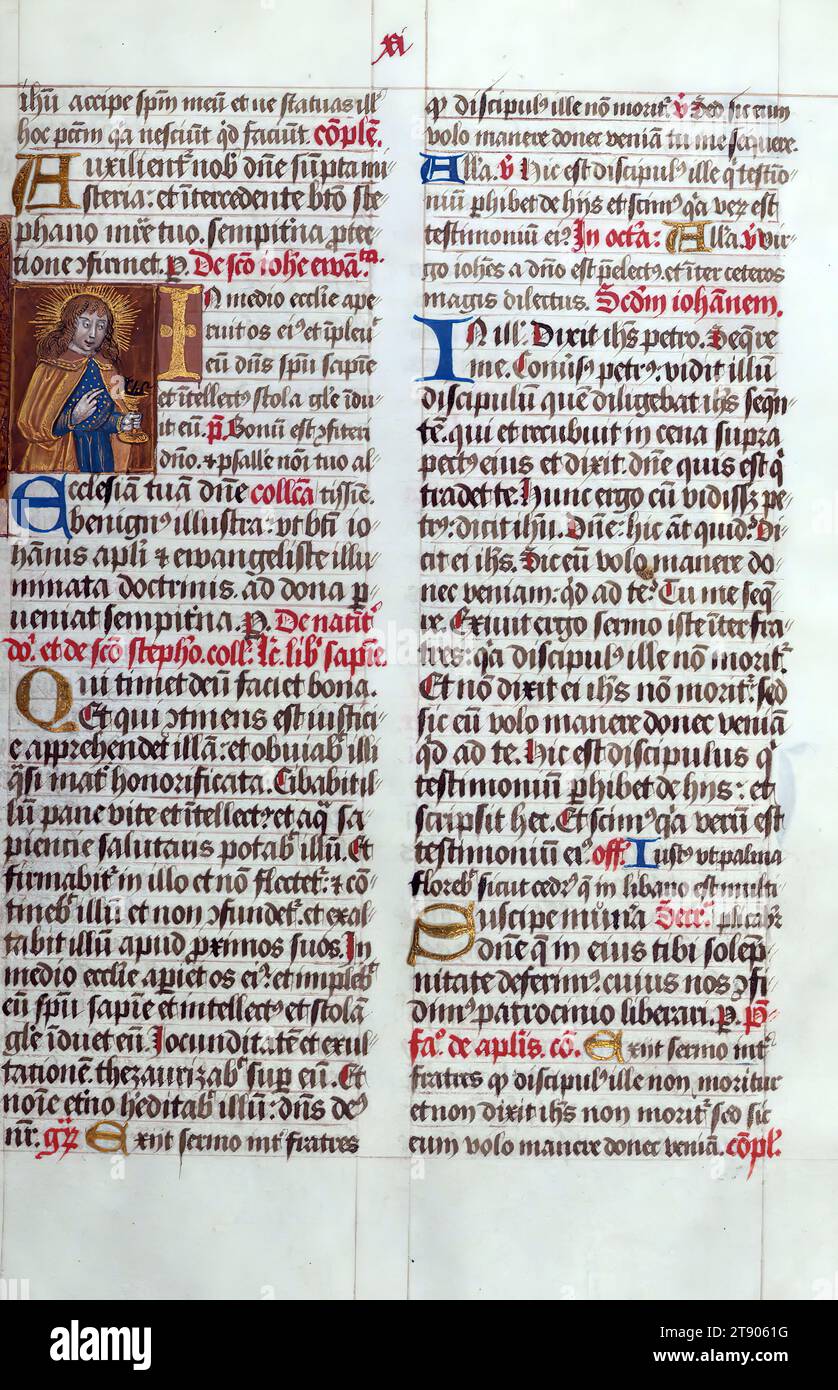Masters of the Dark Eyes Missal, Initial I with St. John the Evangelist ...