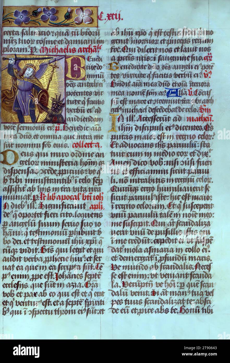 Masters of the Dark Eyes Missal, Initial B with the Archangel Michael ...