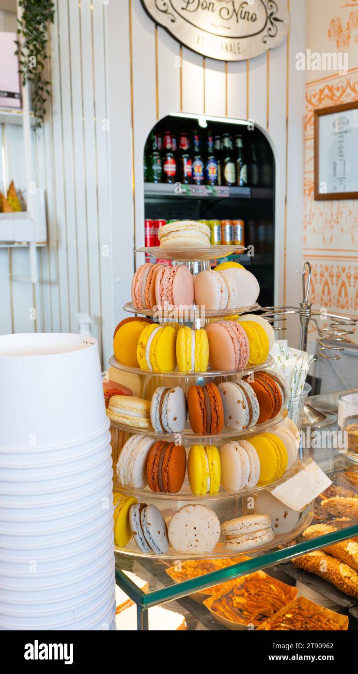 many different macarons in a cafe Stock Photo - Alamy