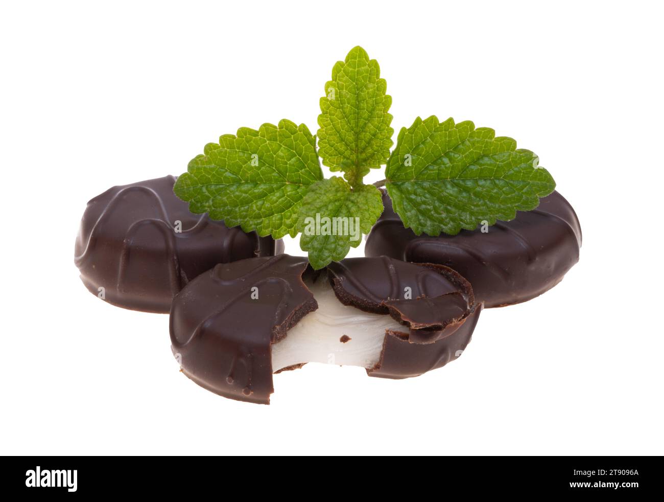 mint chocolate candies isolated on white background Stock Photo - Alamy